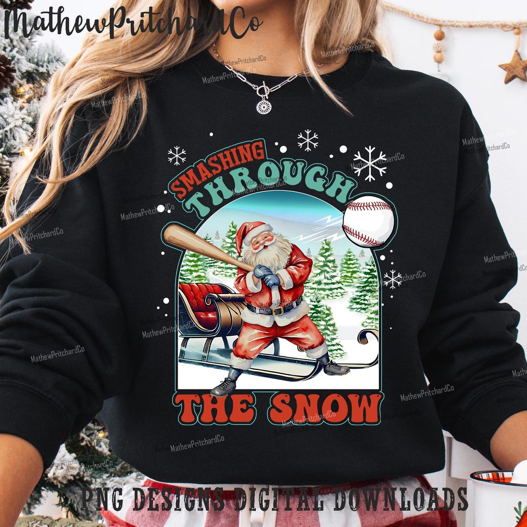 Santa Play Baseball Png, Smashing Through the Snow Santa Play Baseball ...