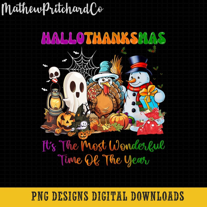Happy Hallothanksmas PNG, Halloween Thanksgiving Christmas, Holiday for ...