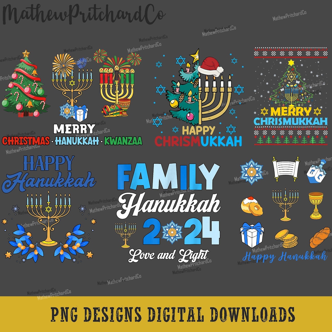 6 Christmas Hanukkah Kwanzaa Png Bundle, Christmahanakwanzika Png ...
