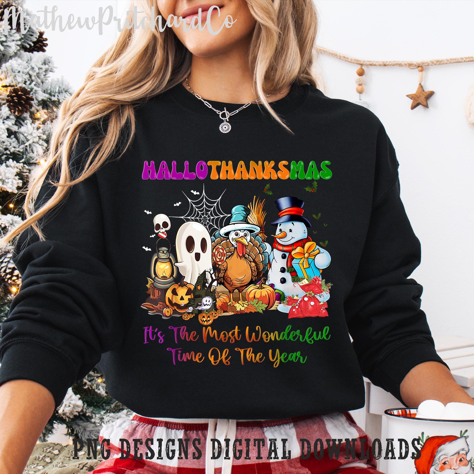 Happy Hallothanksmas PNG, Halloween Thanksgiving Christmas, Holiday for ...