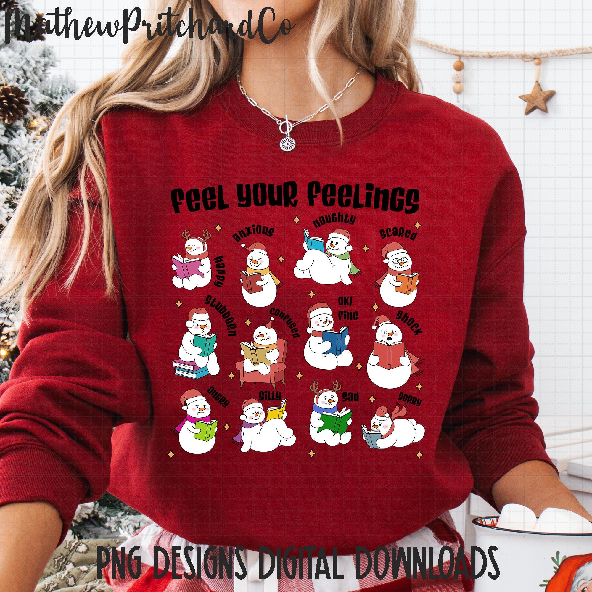 5 Feel Your Feelings Christmas Png Bundle, Cute Kids, Adorable Holiday ...