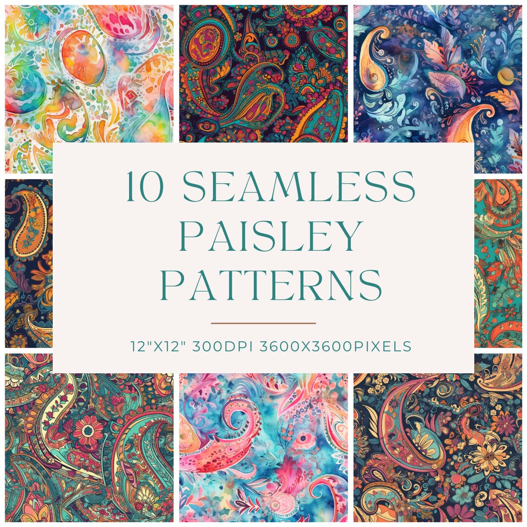 10 Paisley Seamless Patterns - 300 DPI, 3600x3600 Pixels - Etsy