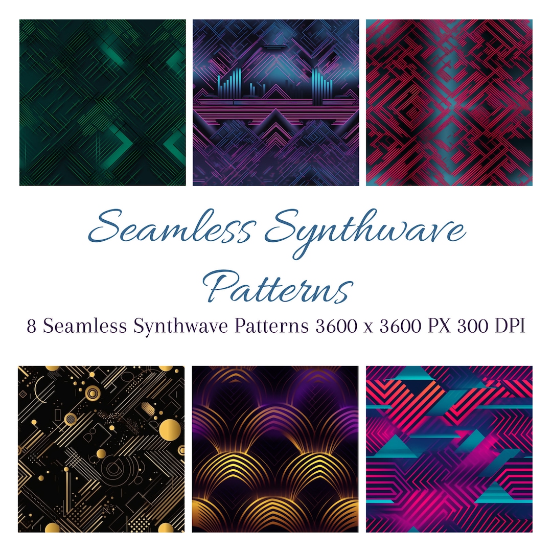 8 Synthwave Digital Download Seamless Pattern 3600 X 3600 Px 300dpi Png ...