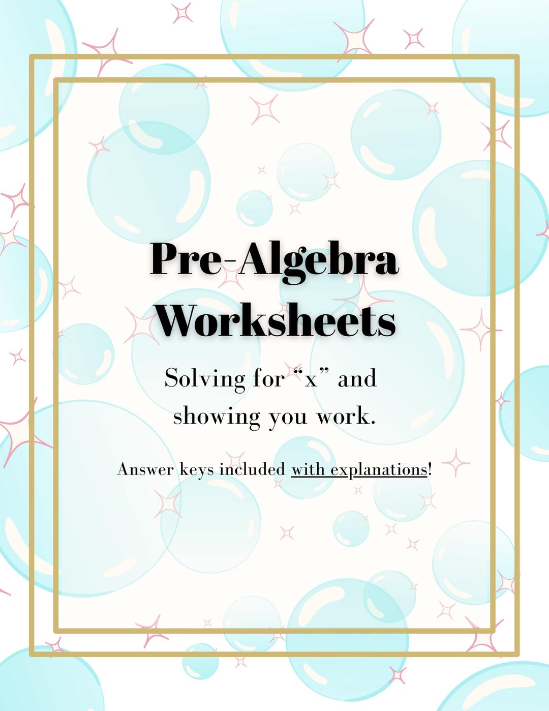 Pre-algebra Worksheets & Answers, Solve for X, Equations, Homeschool ...