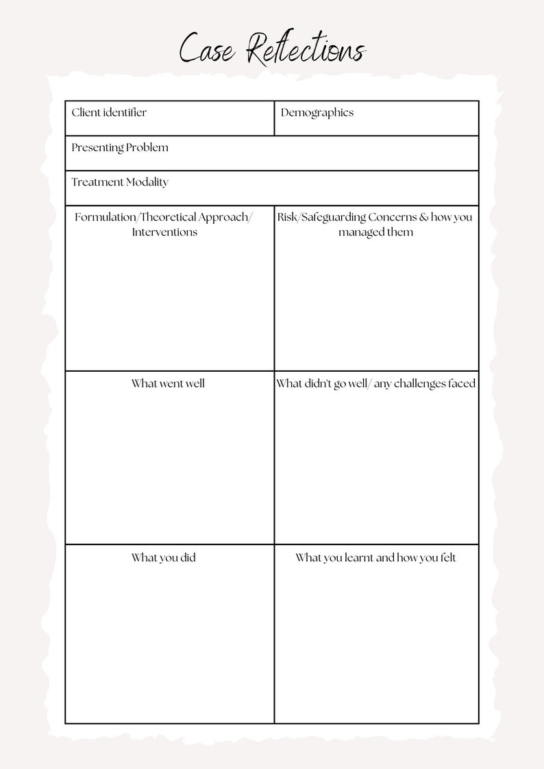 Dclinpsy Reflective Template Guide Clinical Cases Supervision ...