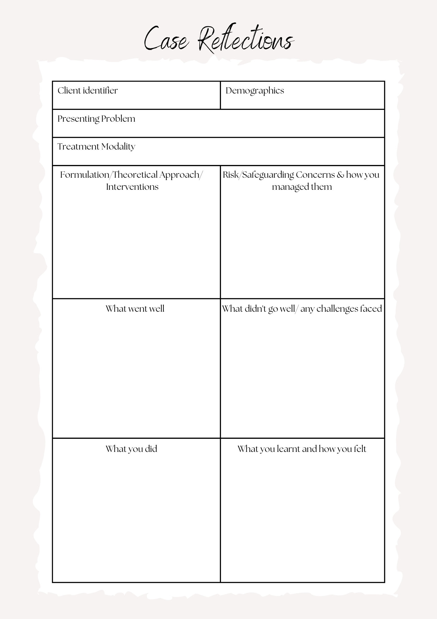 Dclinpsy Reflective Template Guide Clinical Cases Supervision ...