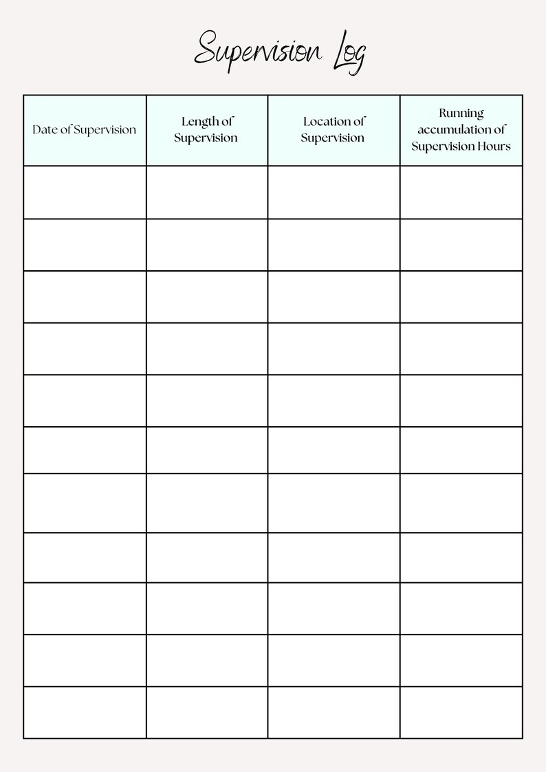 Clinical Supervision Tracker Log Reflection Guide Dclinpsy Assistant ...