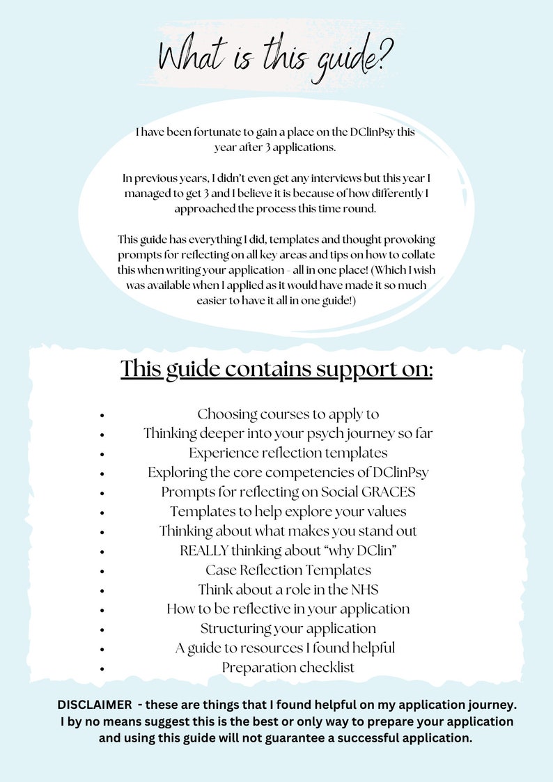 Clinical Psychology Reflection Guide Journal Dclinpsy Application - Etsy UK