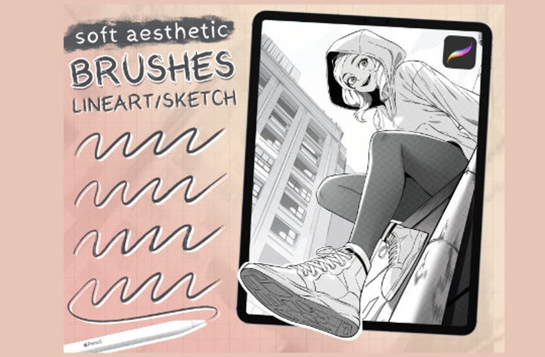 Procreate Aesthetic Lineart Brushes, Procreate Portrait Brushes ...