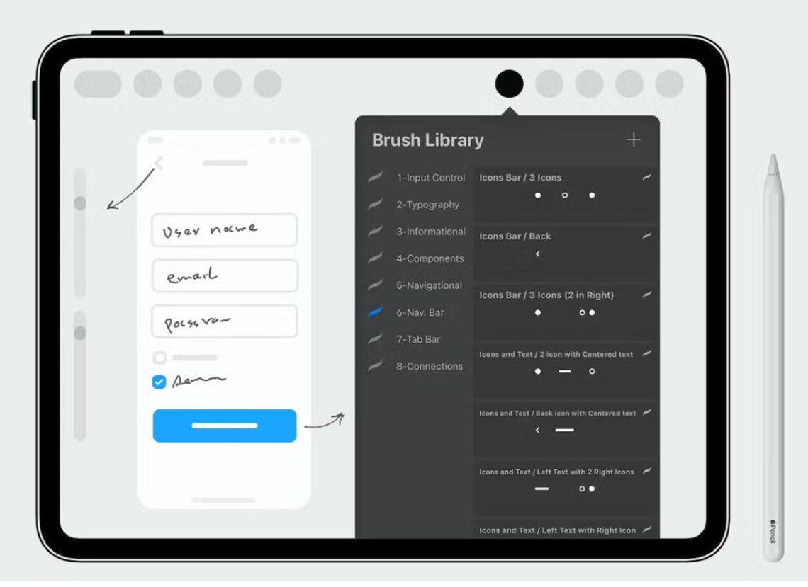 Procreate Wireframe Kit, Procreate Brushes, Procreate Brush Set, Procreate Art, Digital Sketch ...
