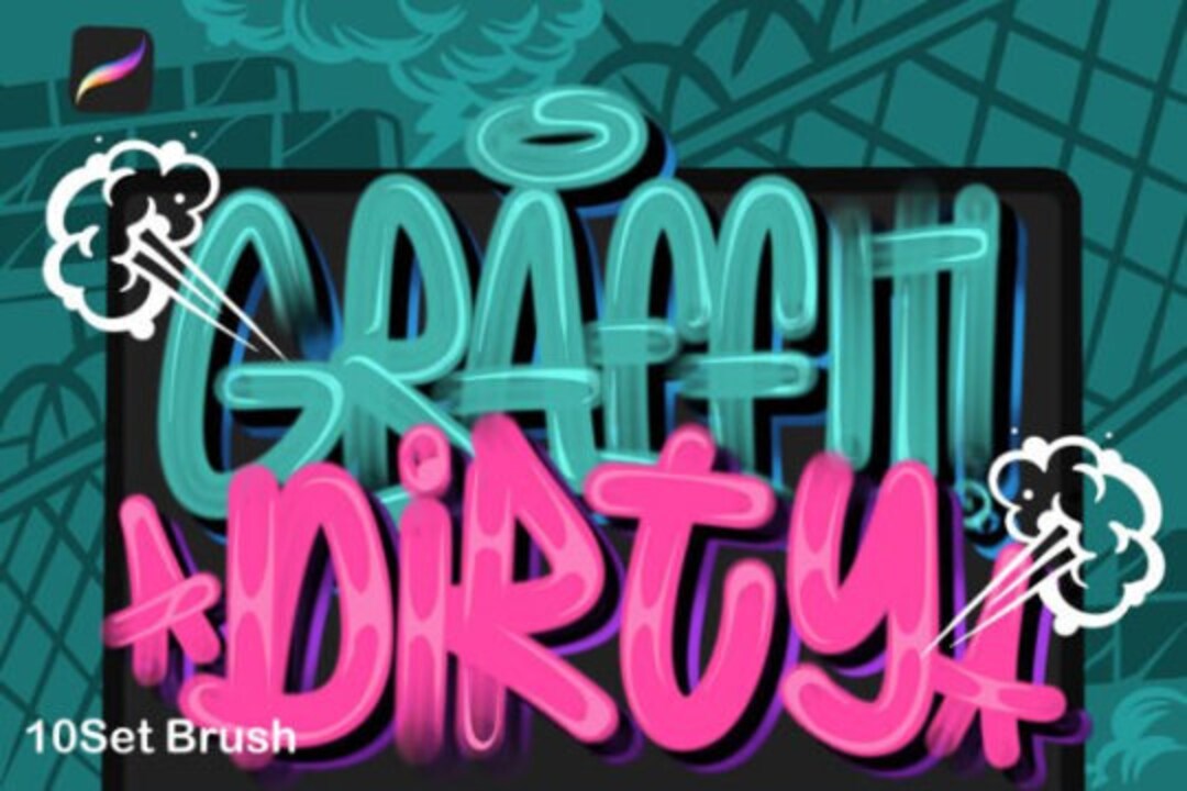 Graffiti Dirty Brush - Procreate Brushes, Graffiti Letter Brushes for ...