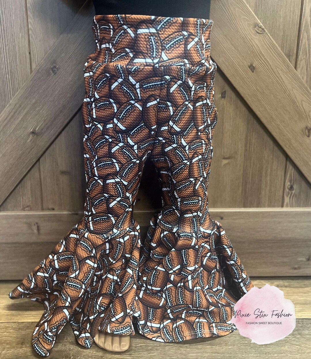 2 Piece Football Bell Bottoms Pants Set, Baby Bell Bottoms/ Toddler ...
