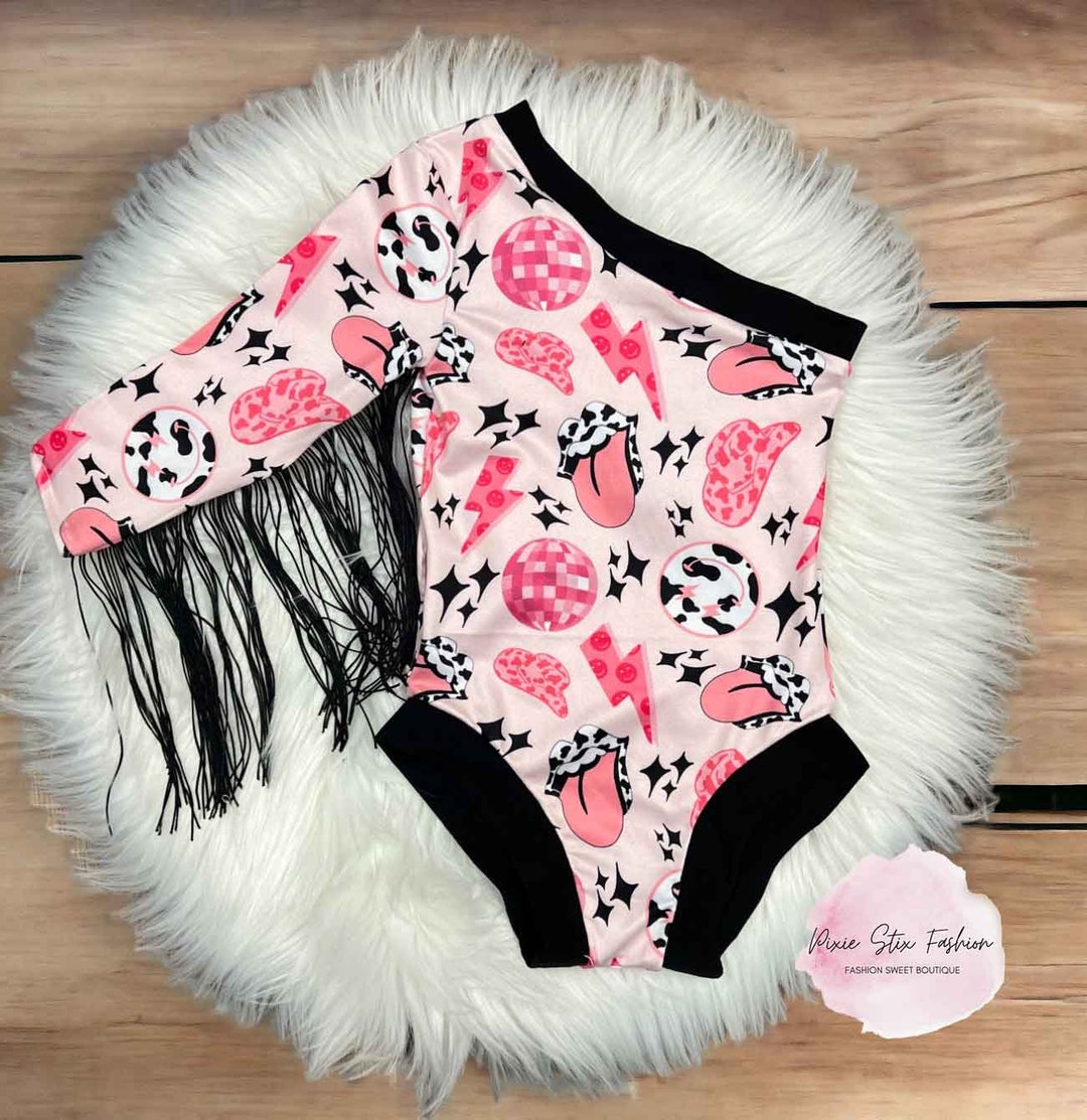 Western Diva One Shoulder Fringed Leotard/baby Girl Leotard/one ...