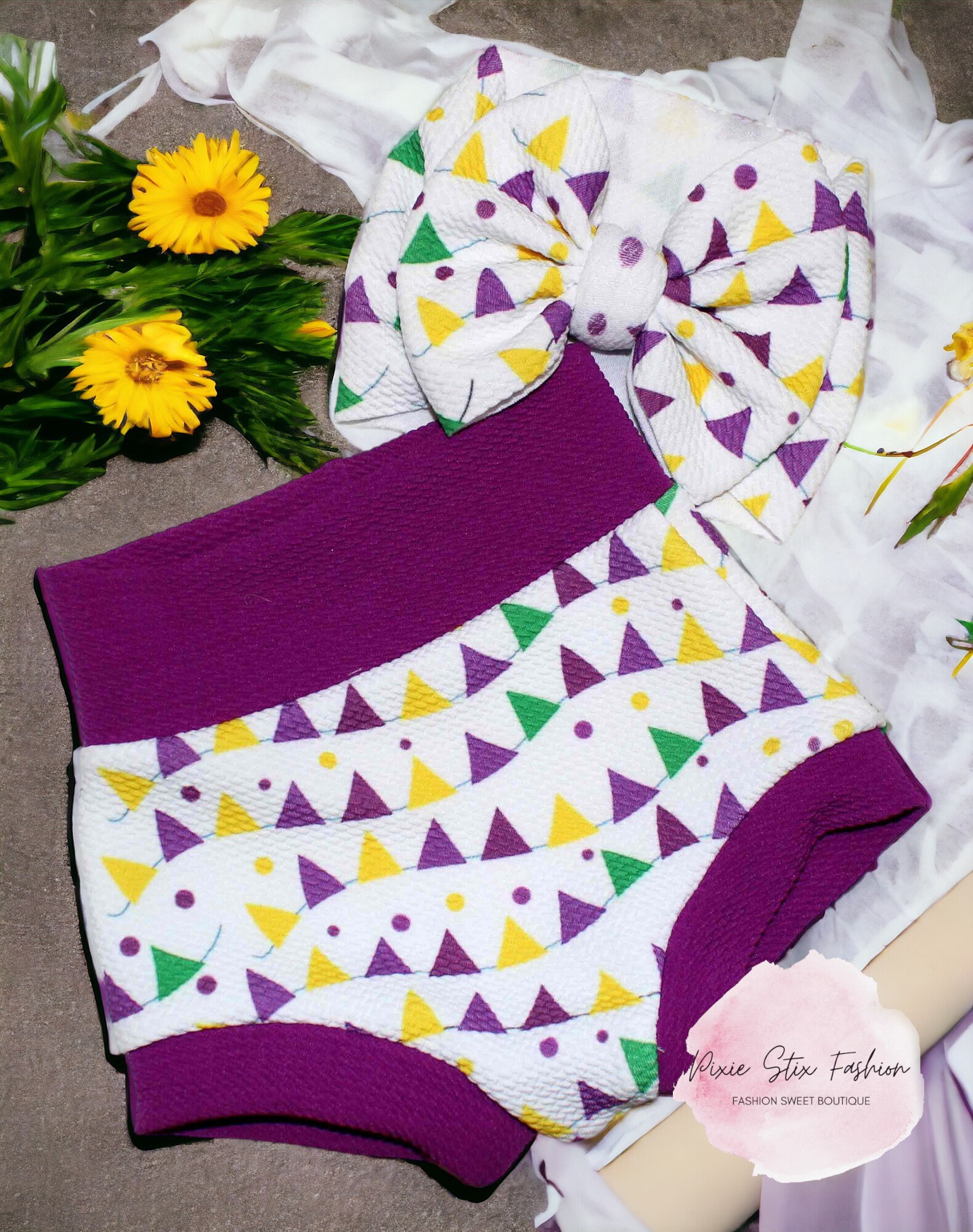 Mardi Gras Baby Bummie and Bow Headwrap/toddler Bummies/baby Diaper ...