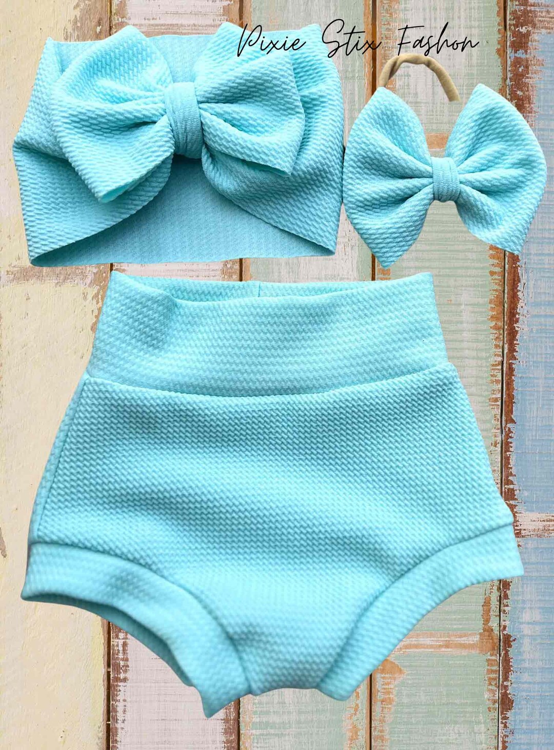Aqua Blue Bummies and Bow/girls Pastel Aqua Bummies/baby Girl Shorts/newborn Girl Bummie Set ...