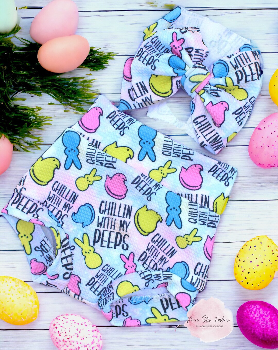 Chillin With My Peeps Bummie and Bow Set, Toddler Bummies, Baby Bummies ...