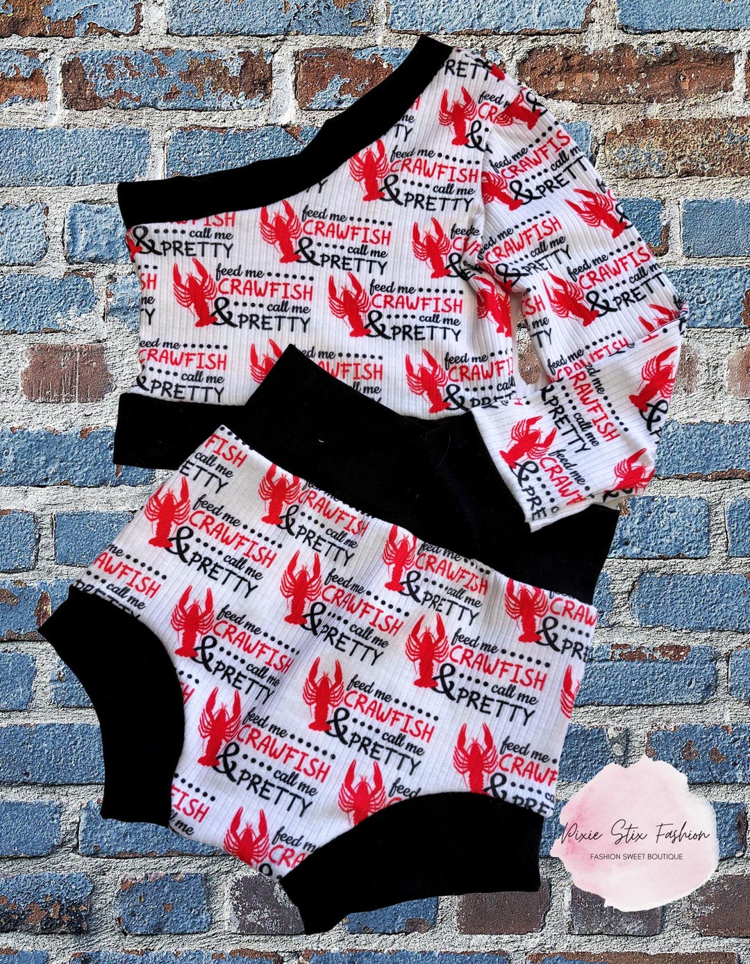 Baby Girl Crawfish Outfit/crawfish One Arm Crop Top and Bummie Outfit ...