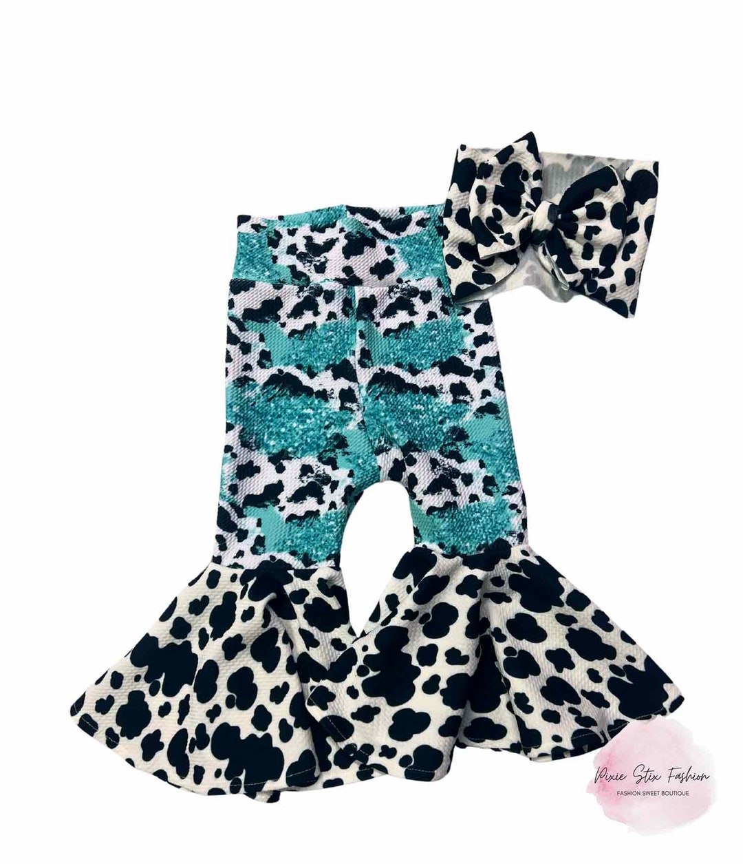 Turquoise Western Bell Bottoms/cow Hide Bell Bottoms/baby Girl Western ...