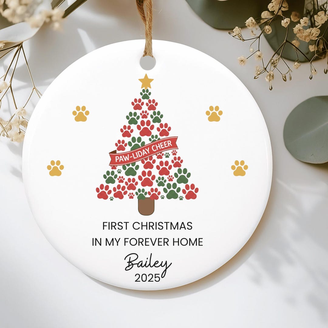 Personalized Dog First Christmas Ornament - Custom New Dog Name Forever ...