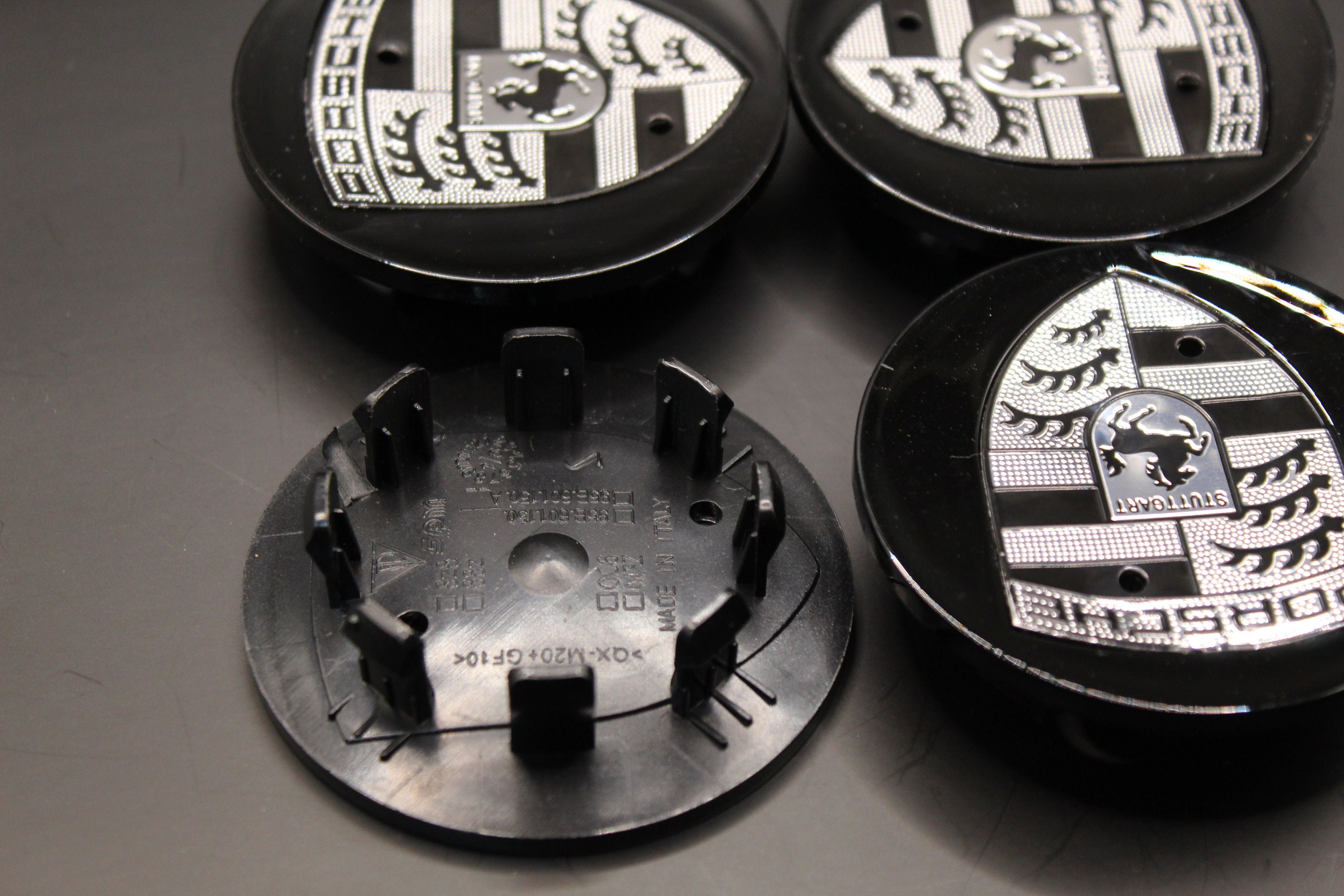65mm Gloss Black Wheel Center Caps Fits Porsche Black/silver Badge ...