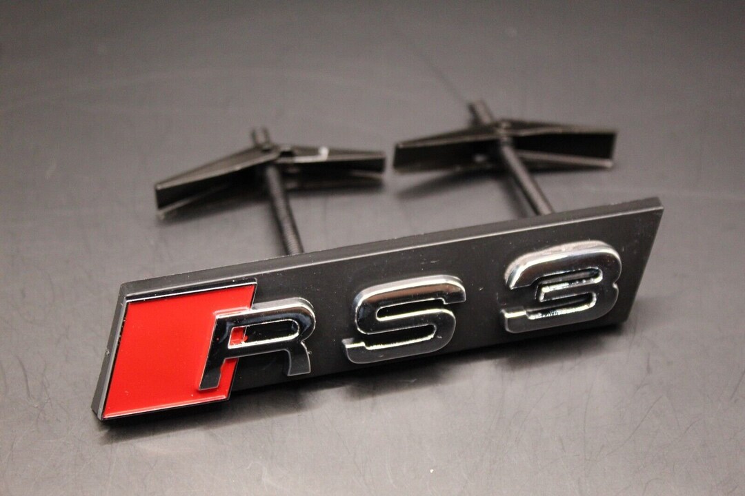 Chrome Silver Red RS3 Honeycomb Front Grille Badge Clip Bracket Fit for ...