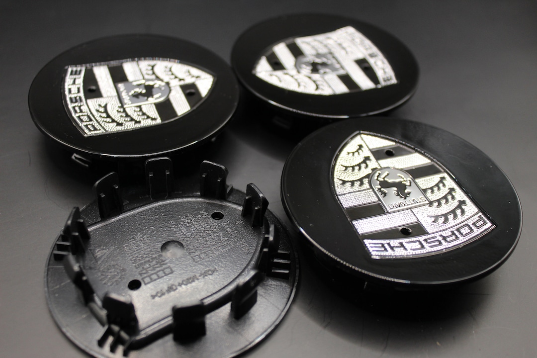 76mm Gloss Black Wheel Center Caps Fits Porsche Black/silver Badge - Etsy