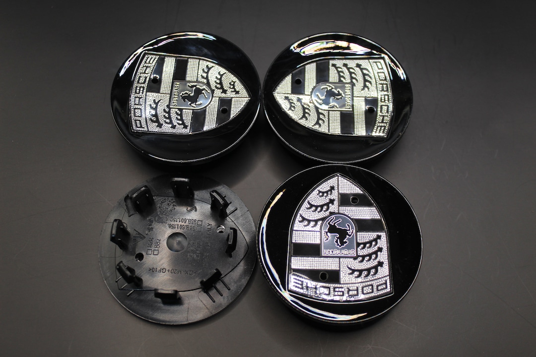 65mm Gloss Black Wheel Center Caps Fits Porsche Black/silver Badge - Etsy