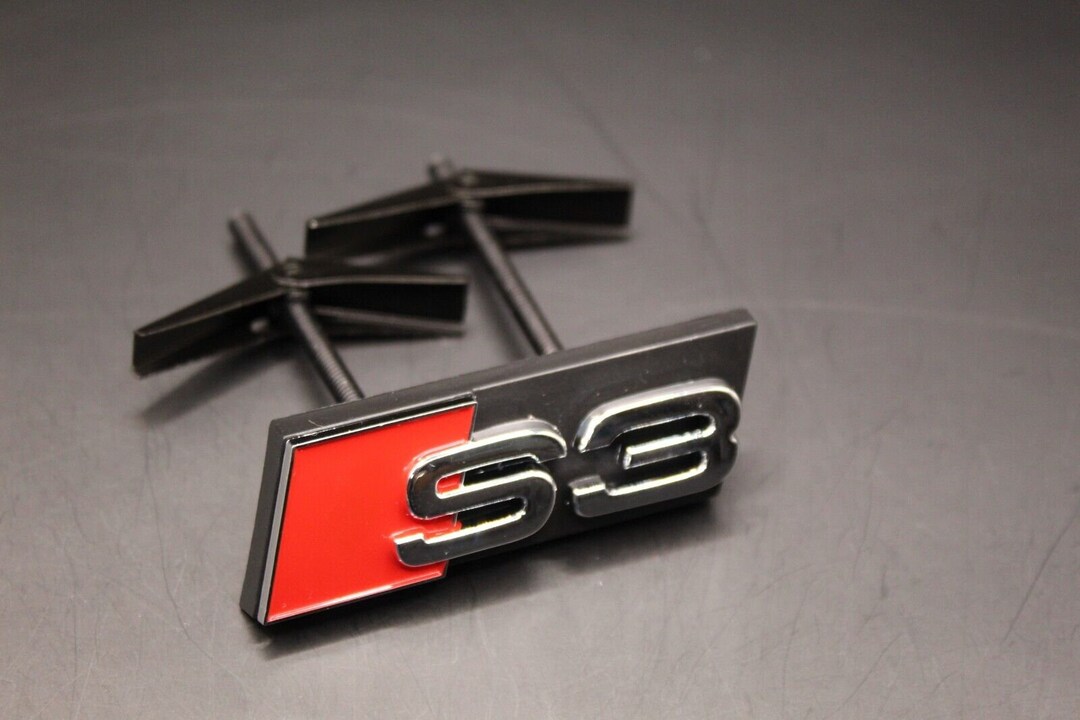 Chrome Silver Red S3 Honeycomb Front Grille Badge Clip Bracket Fit for ...