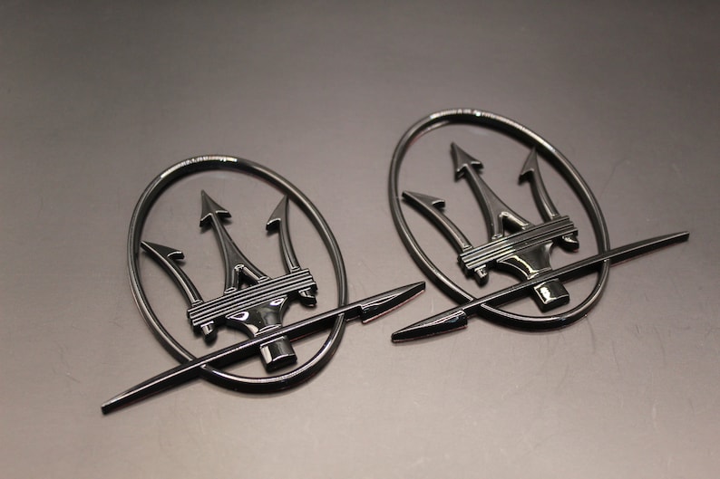 2pc Set Gloss Black Trident Side Badge for Maserati - Etsy