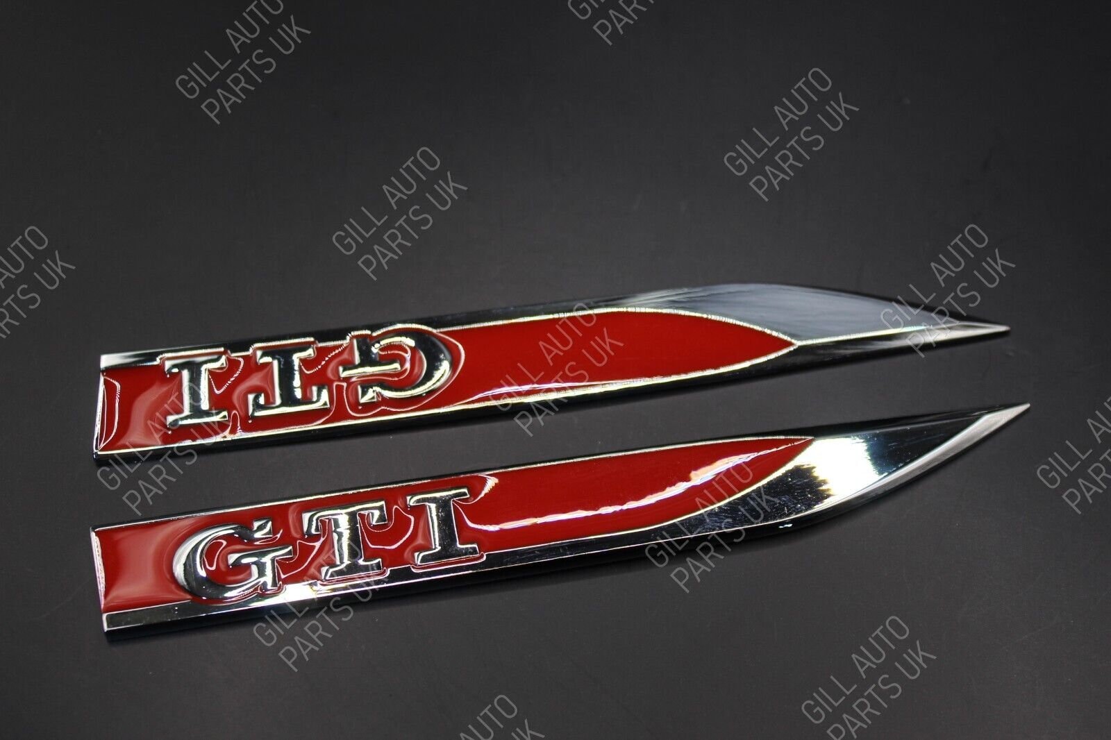 Full Set2x GTI Fender Side Wing Badge Chrome Silver Red for Volkswagen ...