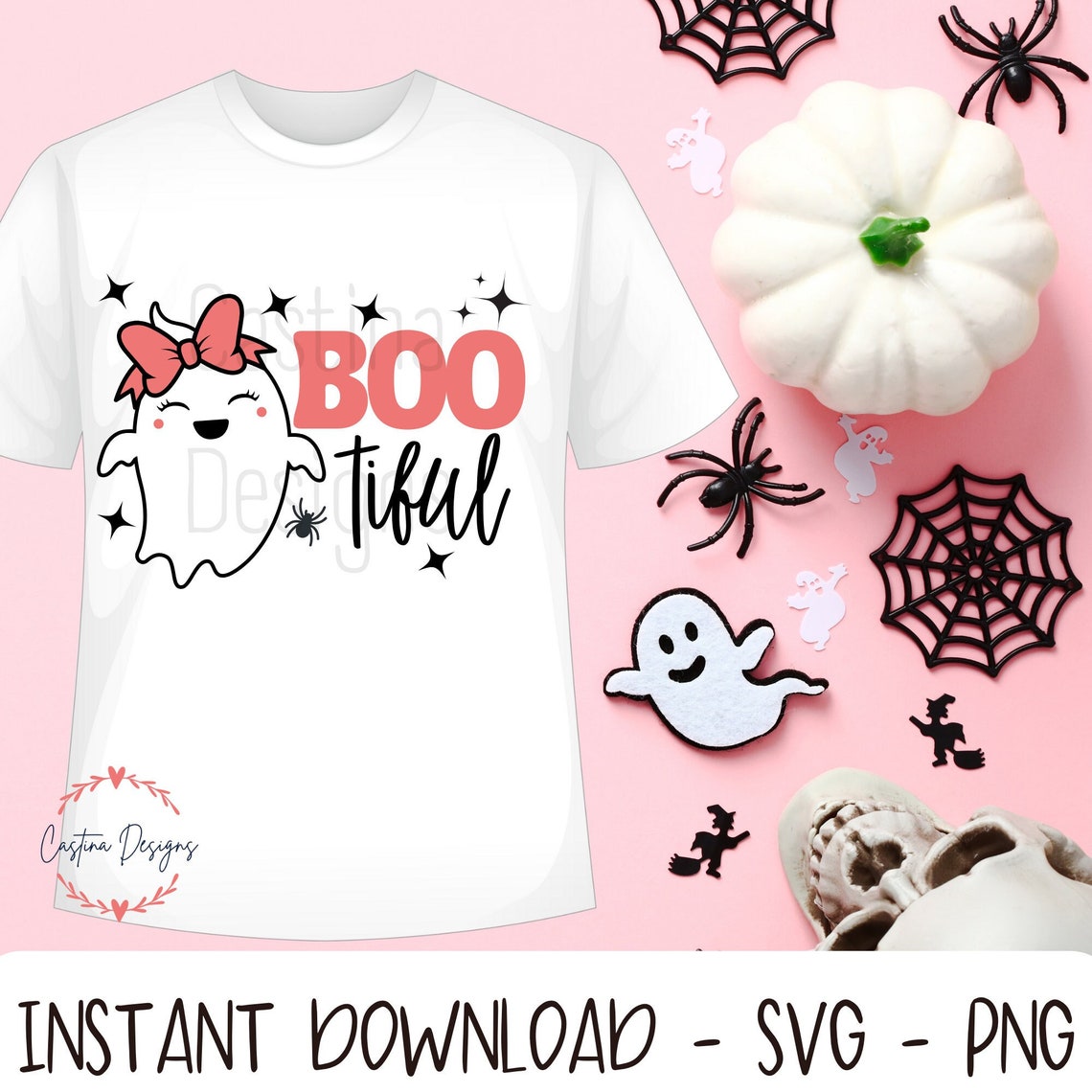 Cute Ghost SVG, Bootiful SVG, Boo PNG, Halloween Ghost, Girl Halloween ...