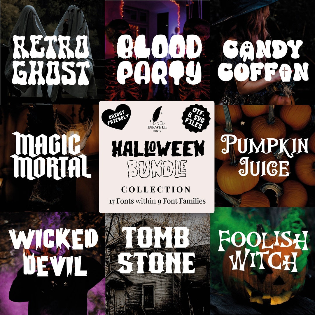 Halloween Font Bundle Font Bundle, Retro Halloween, Halloween Font ...
