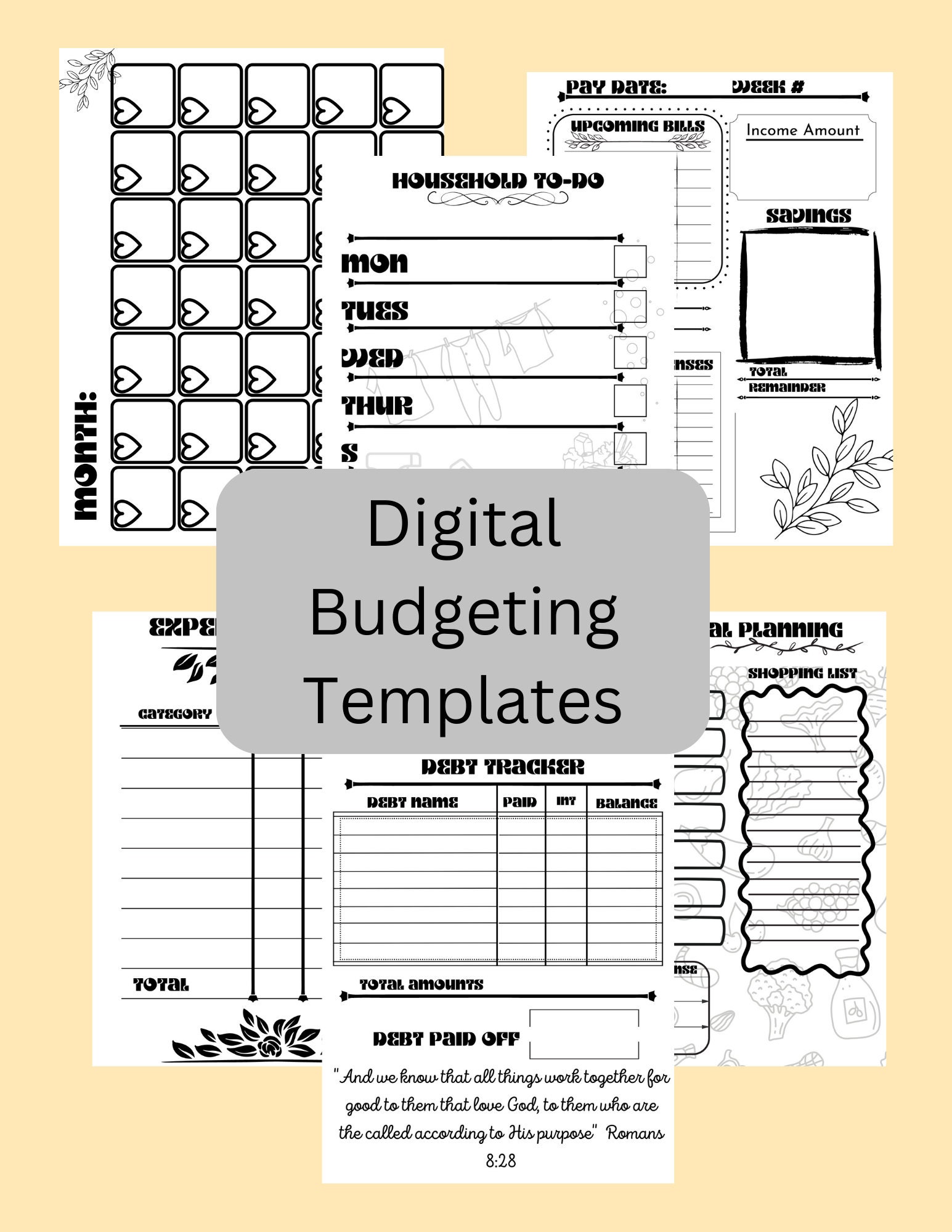 Printable Budgeting Planner Templates Bundle Instant Download Digital ...