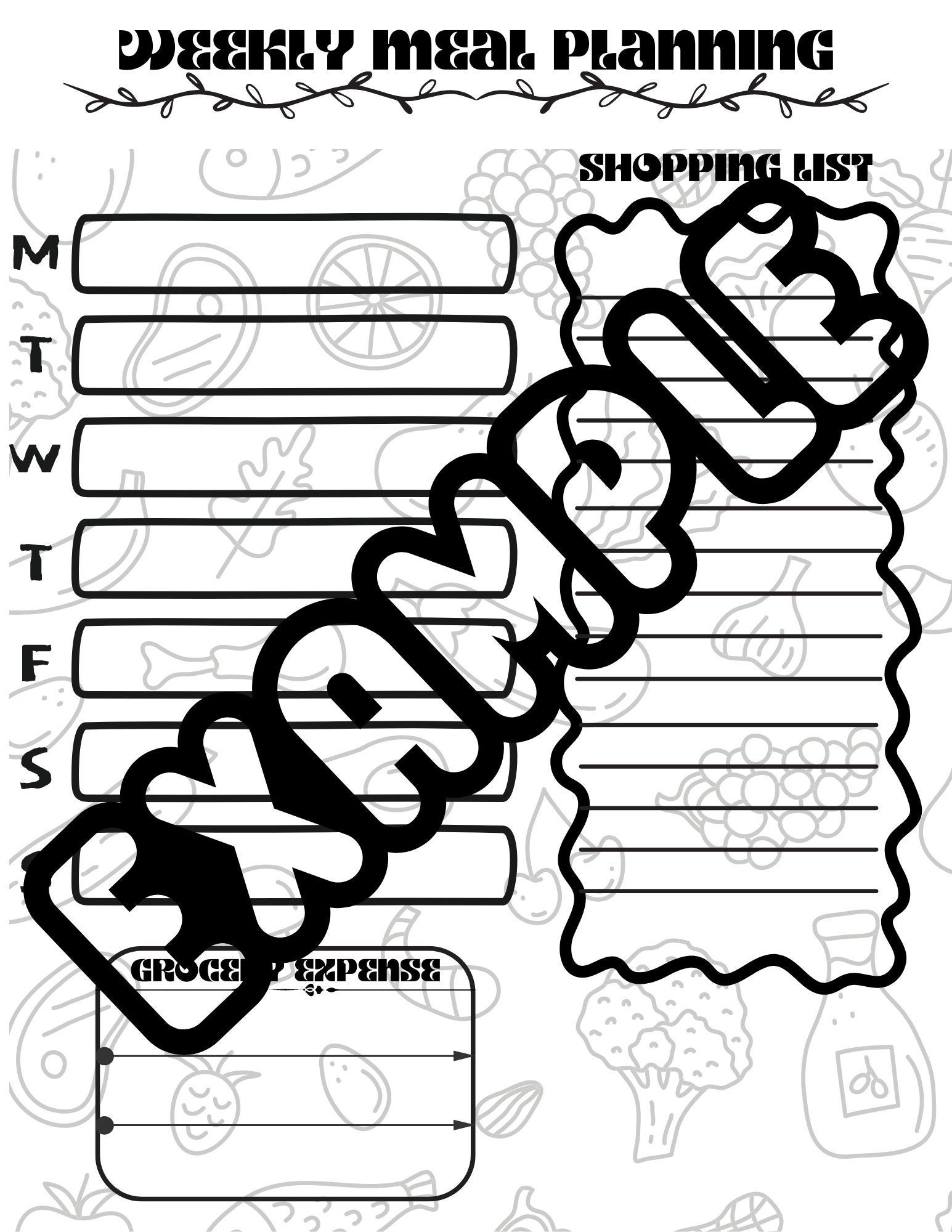 Printable Weekly Meal Plan With Shopping List Instant Download - Etsy