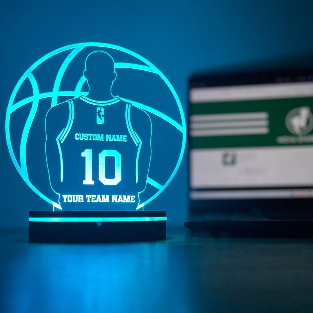 Custom Basketball Jersey Wooden Stand Acrylic LED Night Lamp ...