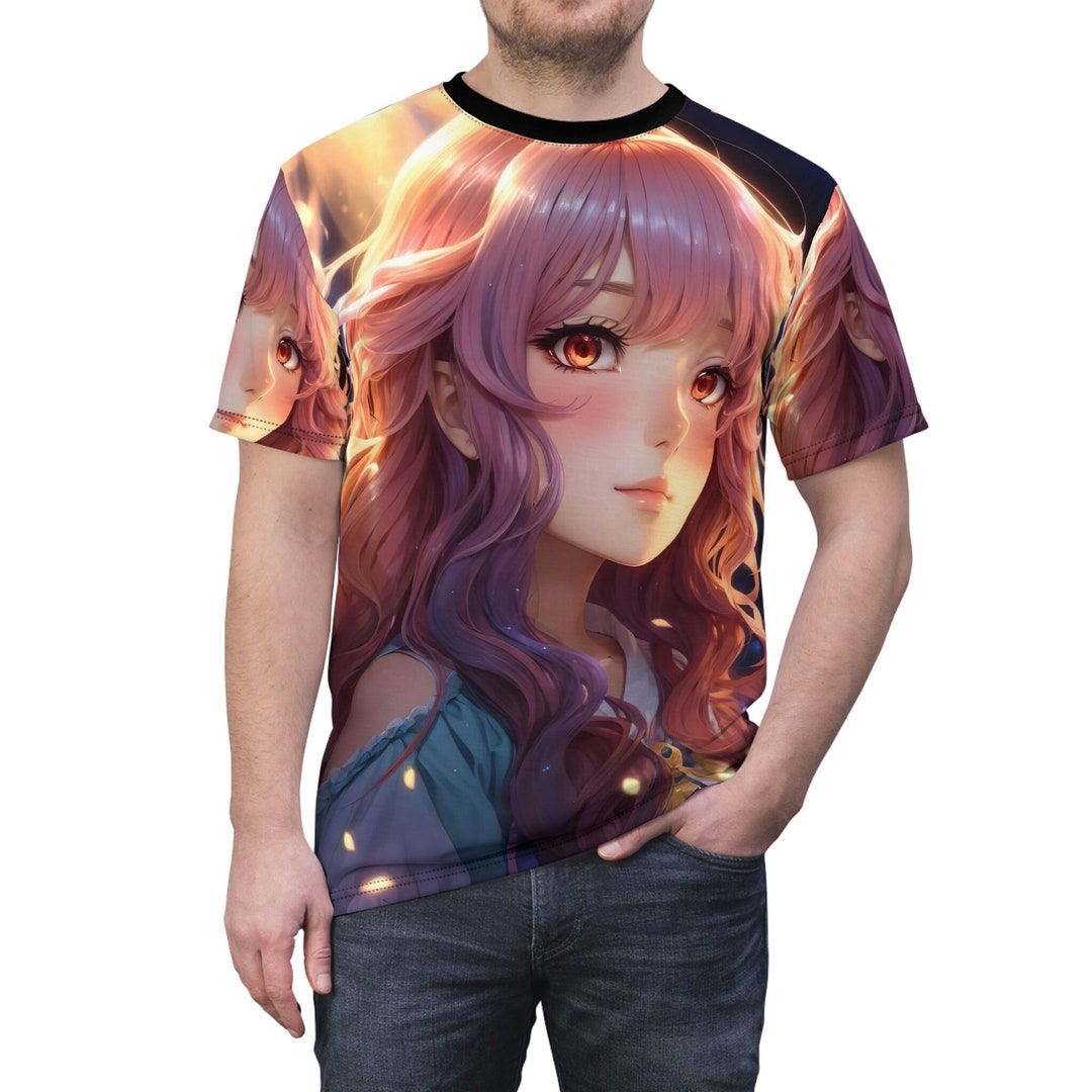 Anime Pattern T-shirt - Cute Anime Girl AOP Design, Ideal Anime Lover ...