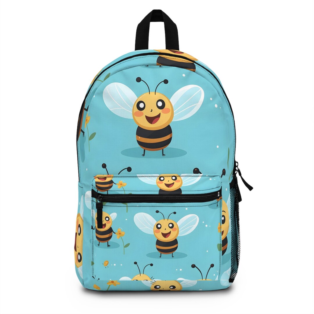 Kawaii Bee Backpack: Blue & Yellow Kids Travel Bag - Etsy