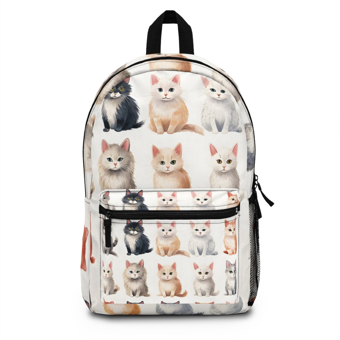 Aesthetic Cat Backpack With Charming Cat Pattern - Ideal Gift for Cat ...