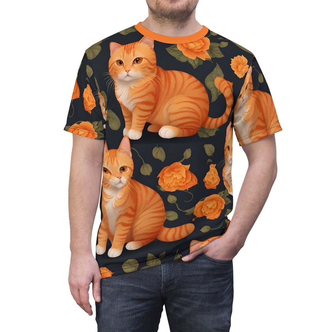 Orange Tabby Cat T-shirt: Playful Feline Graphic Tee - Etsy