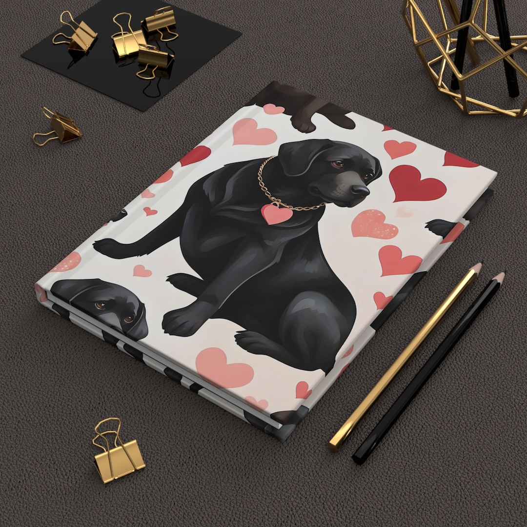 Black Labrador Retriever Heart Pattern Journal - Matte Hardcover ...