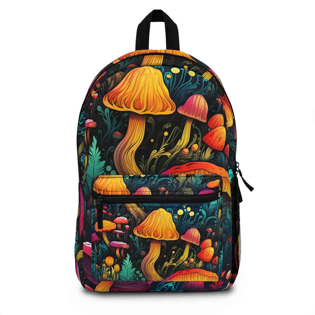 Psychedelic Mushroom Backpack: Vibrant Trippy All-over-print - Etsy