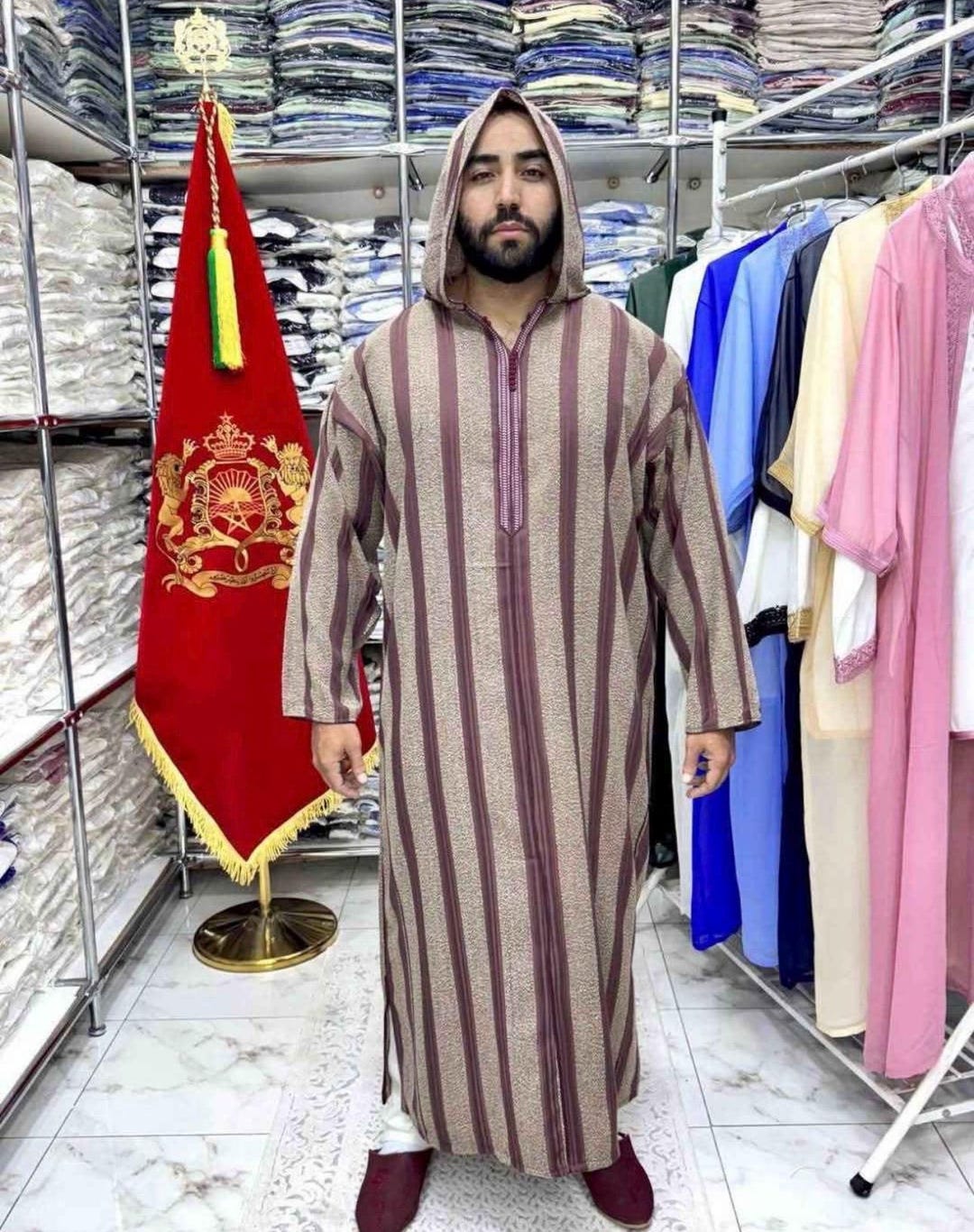 Moroccan Men's Djellaba With Hood: Traditional Men’s Gandoura - Etsy
