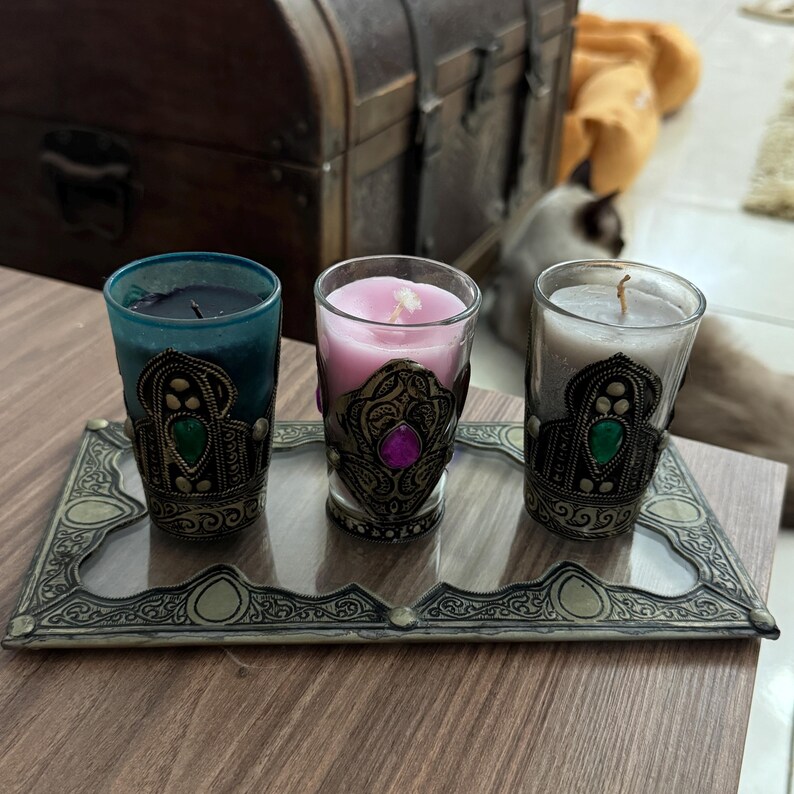 Set of 3 Handcrafted Moroccan Candles Artisan Made With Traditional ...