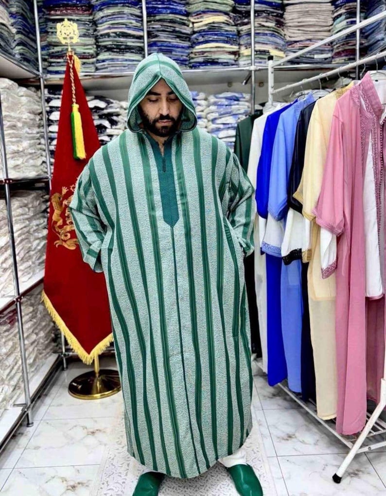 Moroccan Men's Djellaba With Hood: Traditional Men’s Gandoura - Etsy