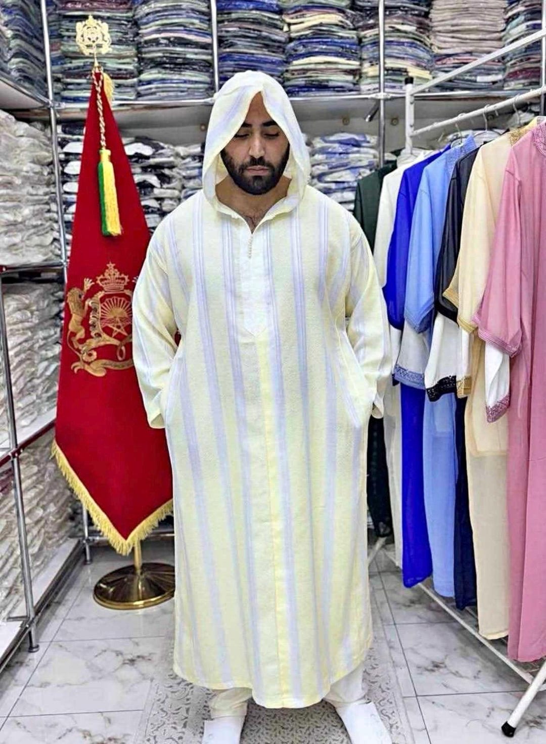 Moroccan Men's Djellaba With Hood: Traditional Men’s Gandoura - Etsy