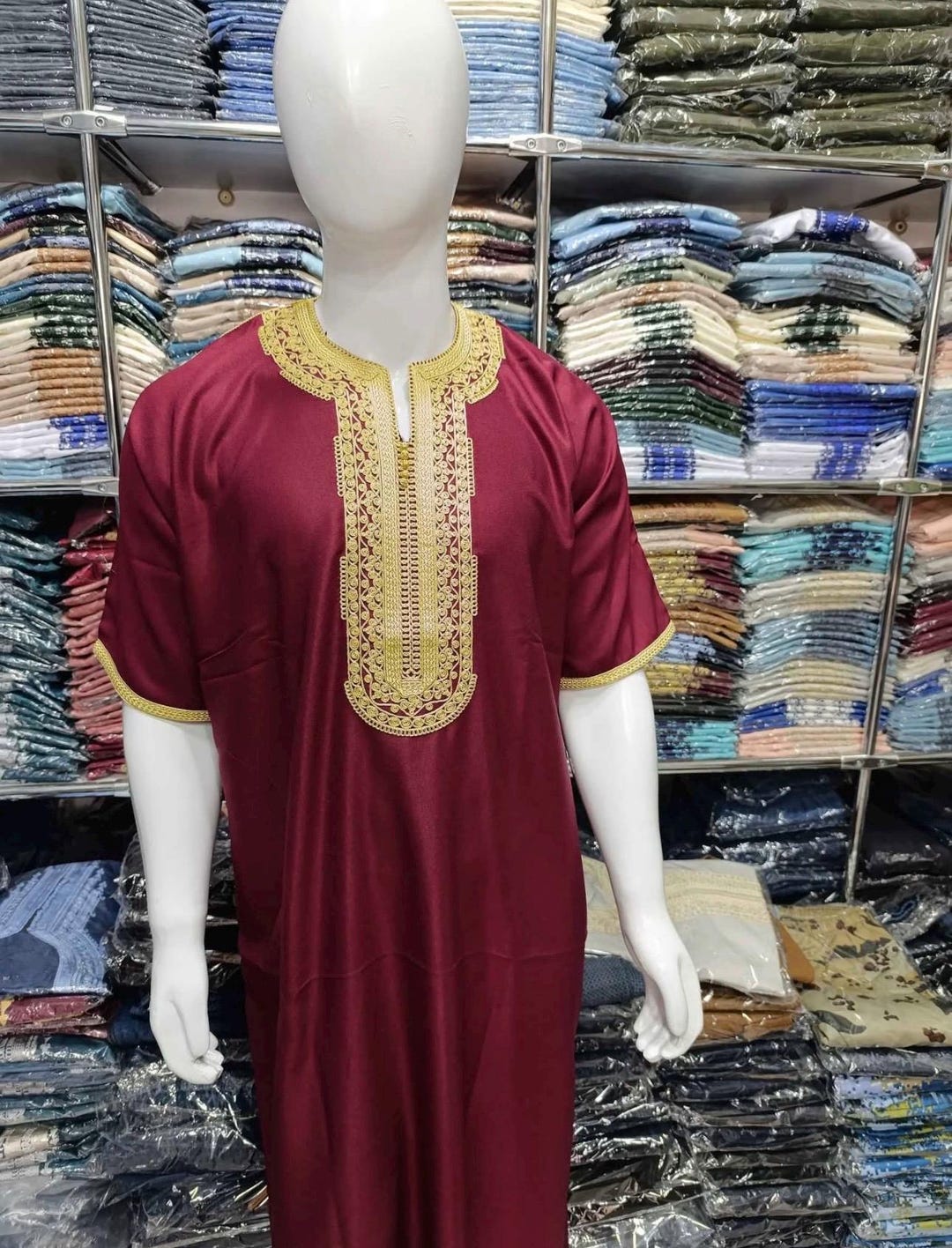 Embroidered Moroccan Kandora Kaftan: Traditional Men's Thobe - Etsy
