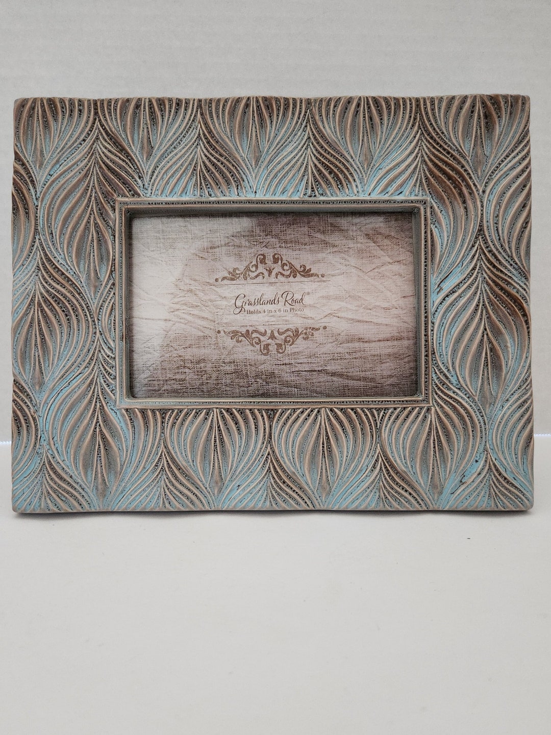 Grasslands Road Ceramic Picture Frame Tabletop Feather Strokes Eclectic ...