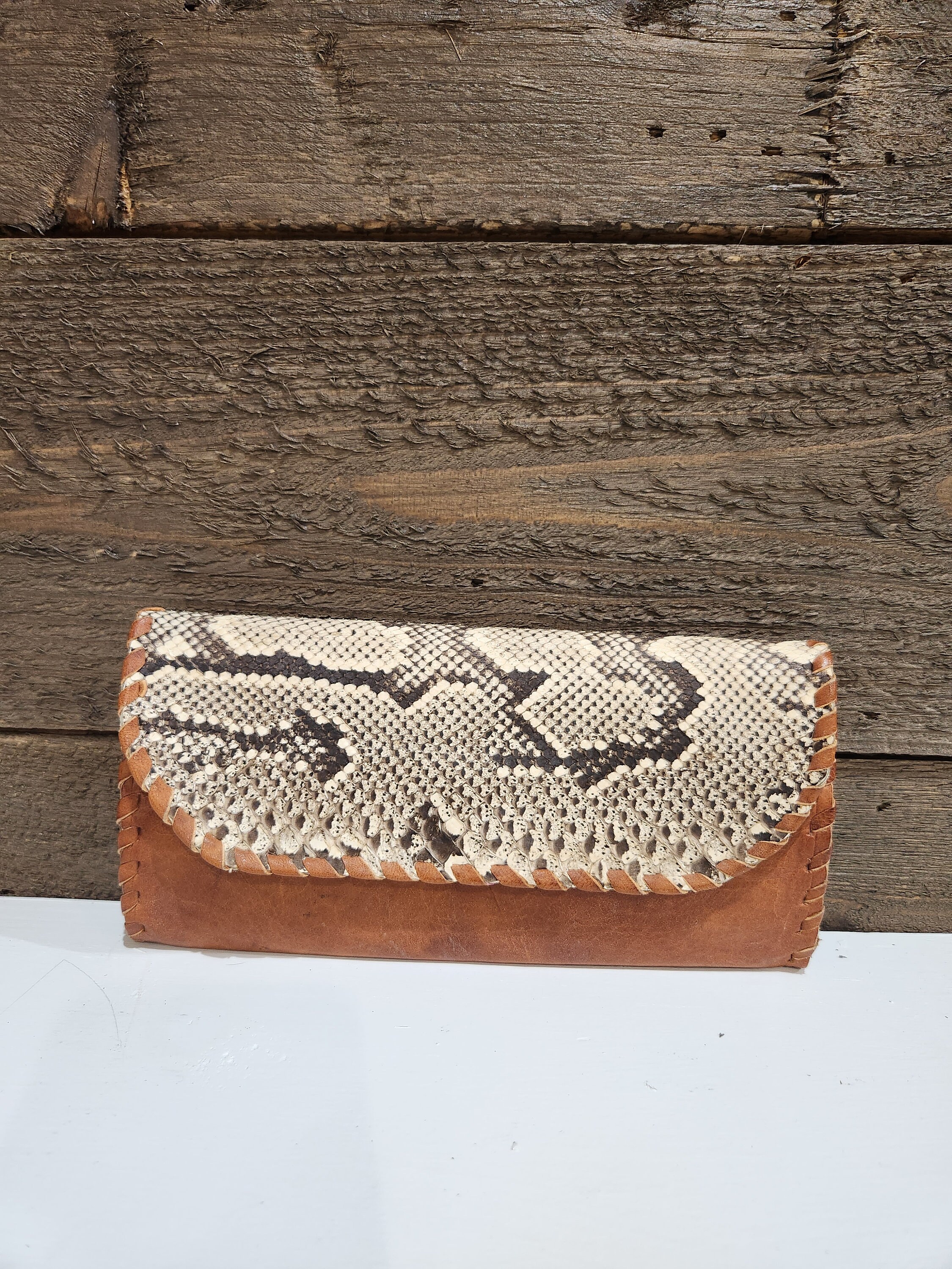 Handmade Leather Snakeskin Top Handle Over the Sholder Satchel Purse ...