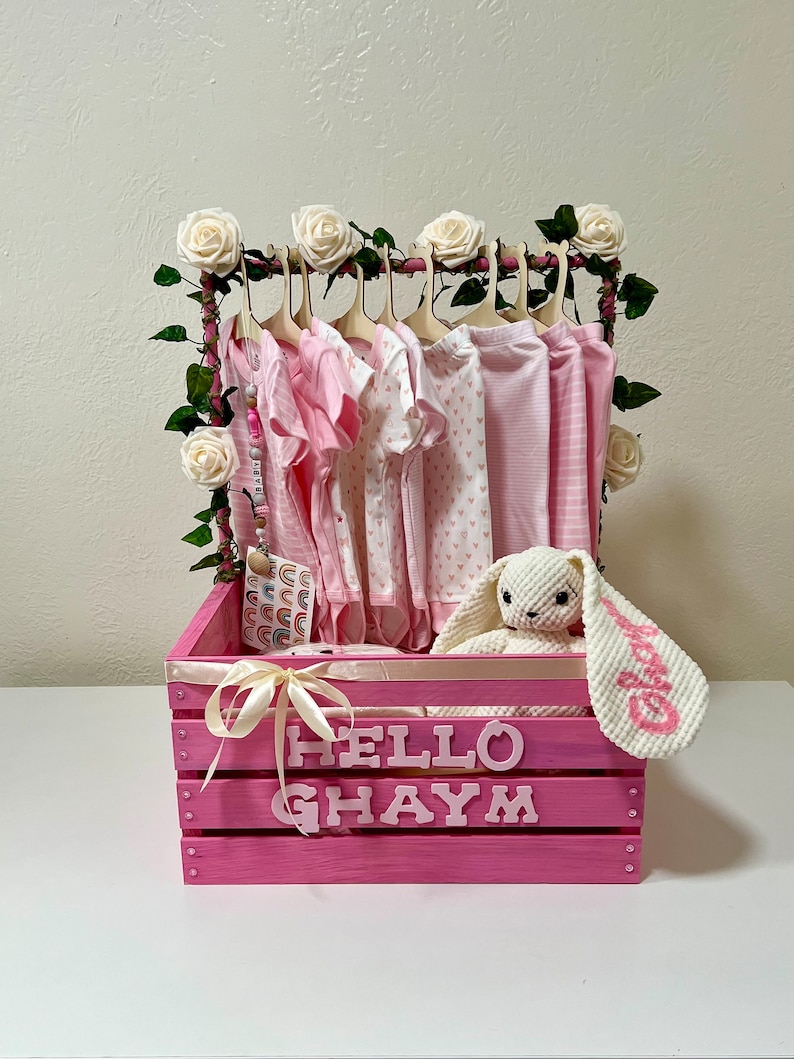 Newborn Baby Gift Wooden Crate Box , Baby Closet , Toy Box, Custom Gift ...