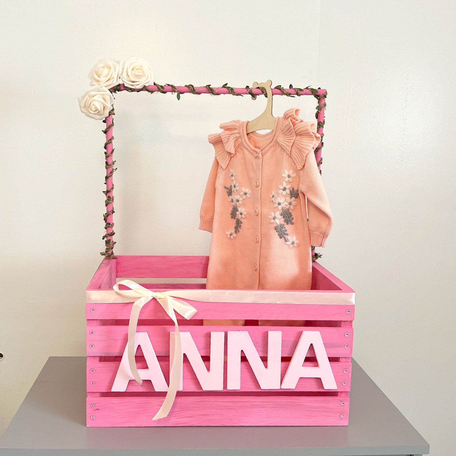 Newborn Baby Gift Wooden Crate Box , Baby Closet , Toy Box, Custom Gift ...